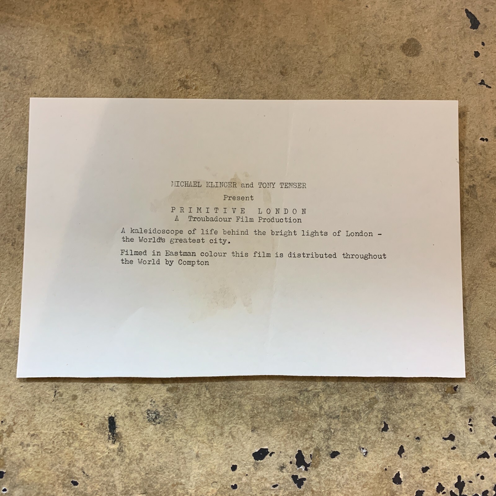 Primitive London (1965) Movie Photo David Gell MacDonald Hobley | eBay