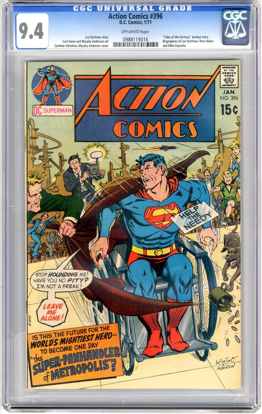 Action Comics #396 CGC 9.4 NM Off wht pgs 1/71 “Tales of the Fortress ...