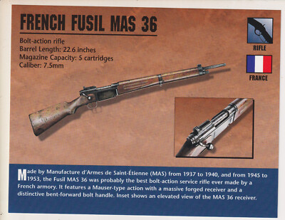 FRENCH FUSIL MAS 36 Rifle France Atlas Classic Firearms Gun PHOTO CARD ...