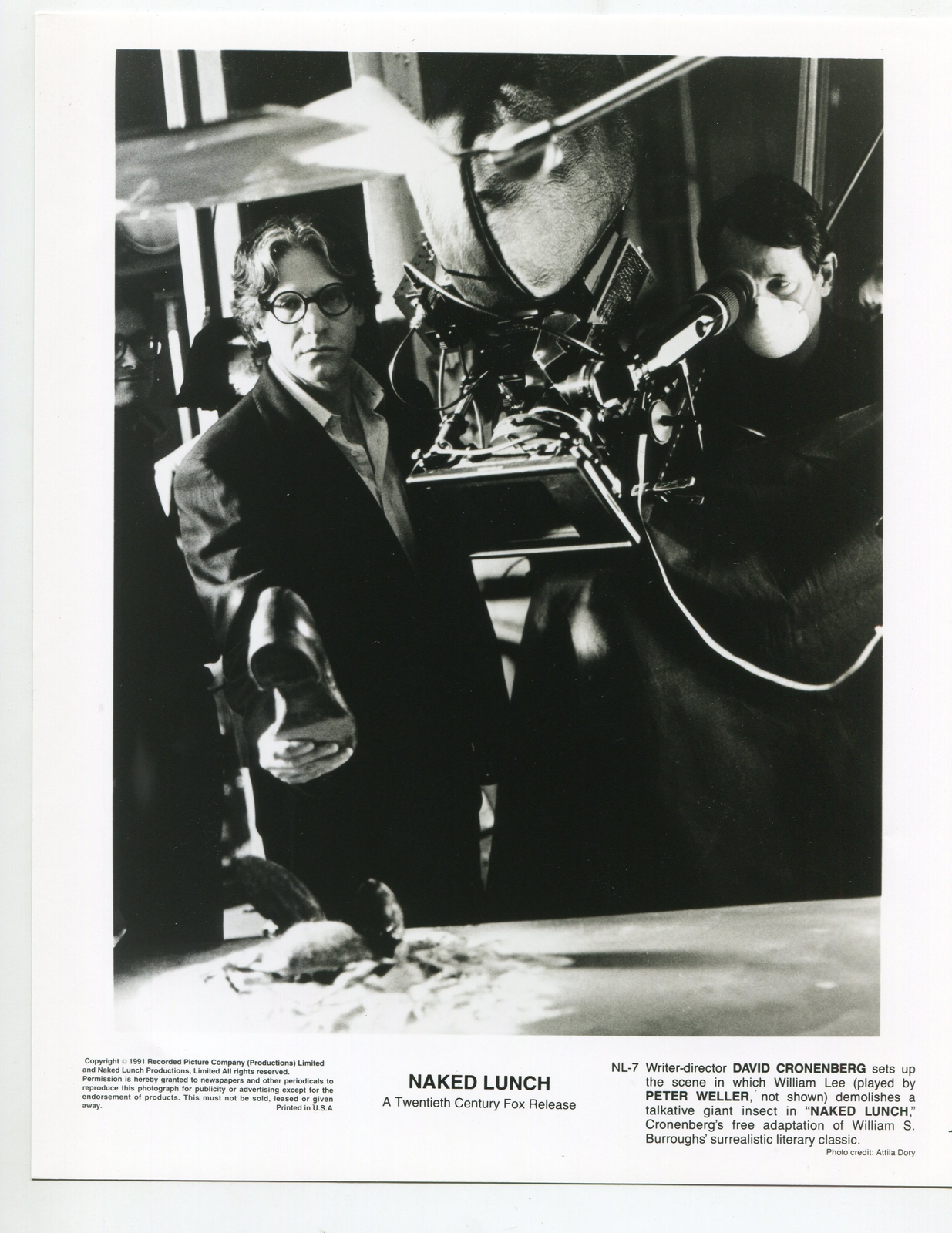 Naked Lunch-Director David Cronenberg-Camera-Peter Weller-8x10-B&W-VG ...