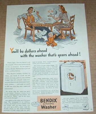 1947 print ad - Bendix Home Laundry family PONY art artwork South Bend ...