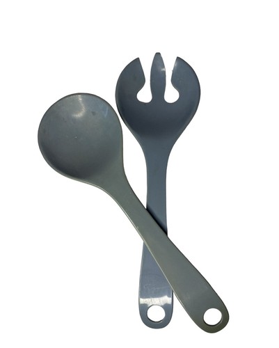 Vtg Salad Spoon Fork Tongs Utensils Servers Melmac Plastic MCM Blue | eBay