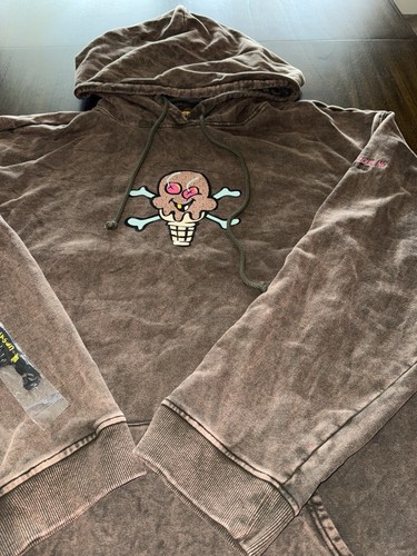 Ice Cream Hoodie X Smino Zero Fatigue NWT Stone Wash Brown Pink Mens ...