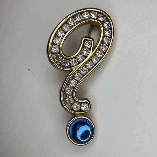 Vintage Swarovski Question Mark Signed Channeled Rhinestones Gold Tone ...