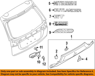 MITSUBISHI OEM 14-22 Outlander PHEV Lift Gate Exterior Trim-Nameplate ...