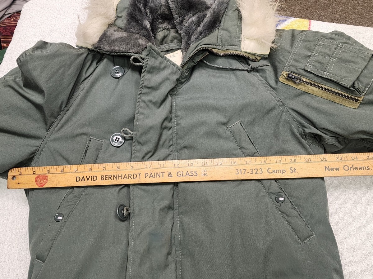 Vintage 70s N-3B Parka Mens Small Military Coat USA Sage Vintage 70s N-3B Parka Mens Small Military Coat USA Sage