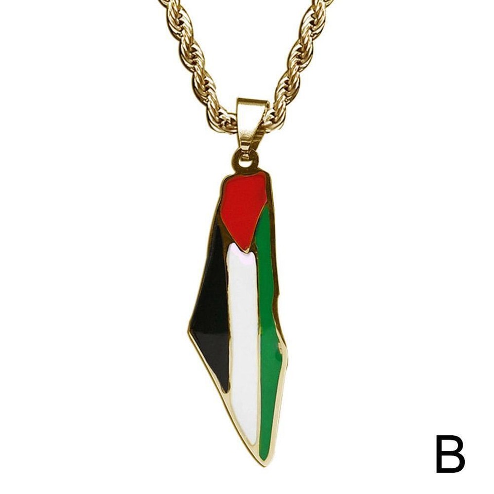New Palestine Flag Map Necklace Pendant with Chain Palestinian H9M6 ...