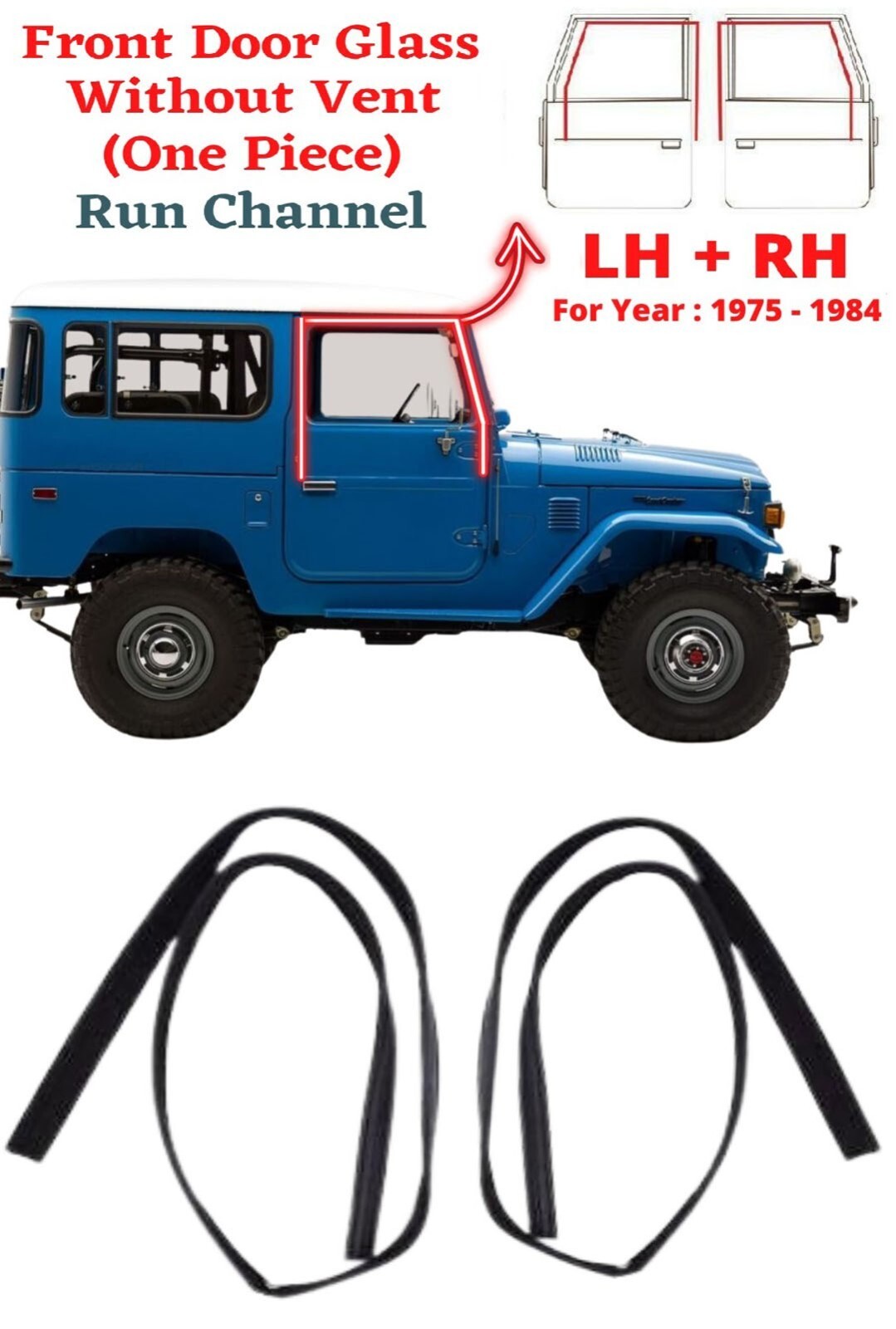 TOYOTA LAND CRUISER FJ45 FJ40 Front Door Glass Run Channel ONE PIECE | eBay
