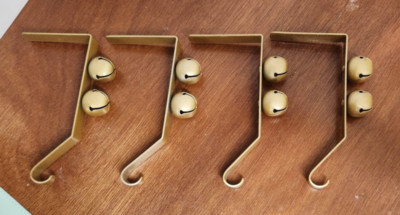 Stocking Holders - 4 Rustic Metal Christmas Bell Stocking Holders Gold ...