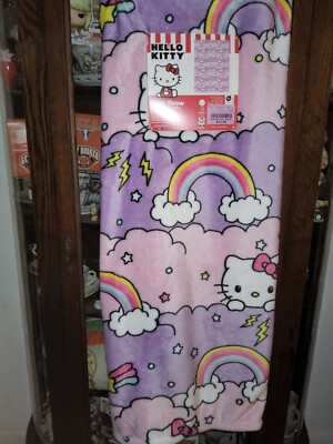 Hello Kitty Stormy Rainbow Plush Throw Blanket 50x70 Purple Viral ...