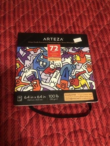 Arteza Coloring Book for Adults, Doodle Designs, 67 of 72 Sheets, 6.4x6 ...