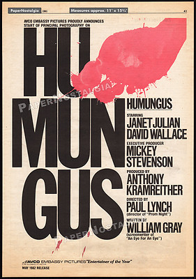 HUMONGOUS__Original 1981 Trade AD horror promo_poster__PAUL LYNCH ...