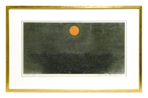 Joichi Hoshi "Moon (B)" 1975 Woodblock Print, Framed and Signed Edition ...