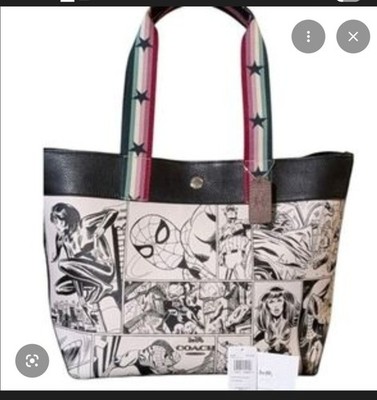 Coach Marvel Spider-Man Comic Print Tote Bag Black Multicolor | eBay