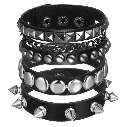 Studded Wristband Wide Bracelet Man Men's Edgy Goth Bracelets for Women ...