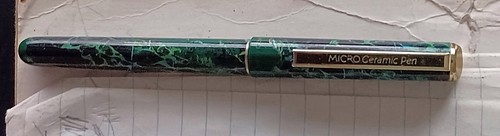 MICRO Ceramic Ballpoint Pen Gold trim Cap with New ink cartridge 0.5 mm ...