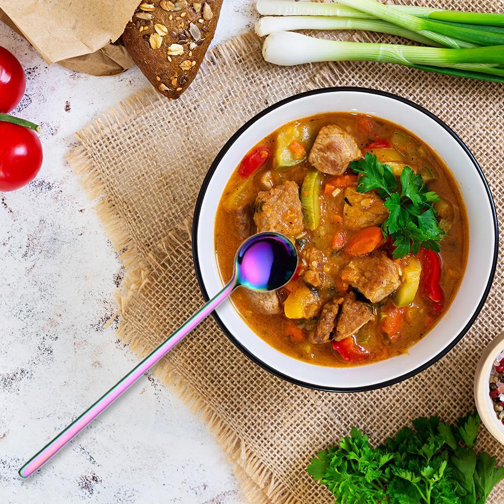 Long Handle Spoon Stainless Steel Coffee Scoop Dessert Teaspoon ...