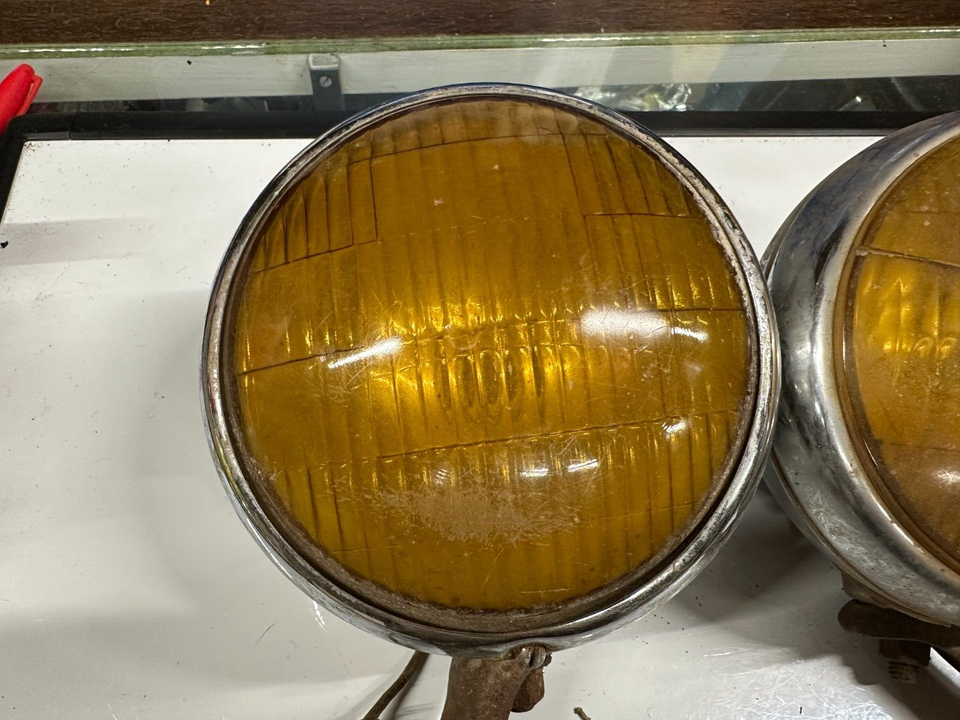 OLD PAIR Vintage BLC 5-3/4 Flat Back Fog Lamps Lights Auto Car Parts or ...
