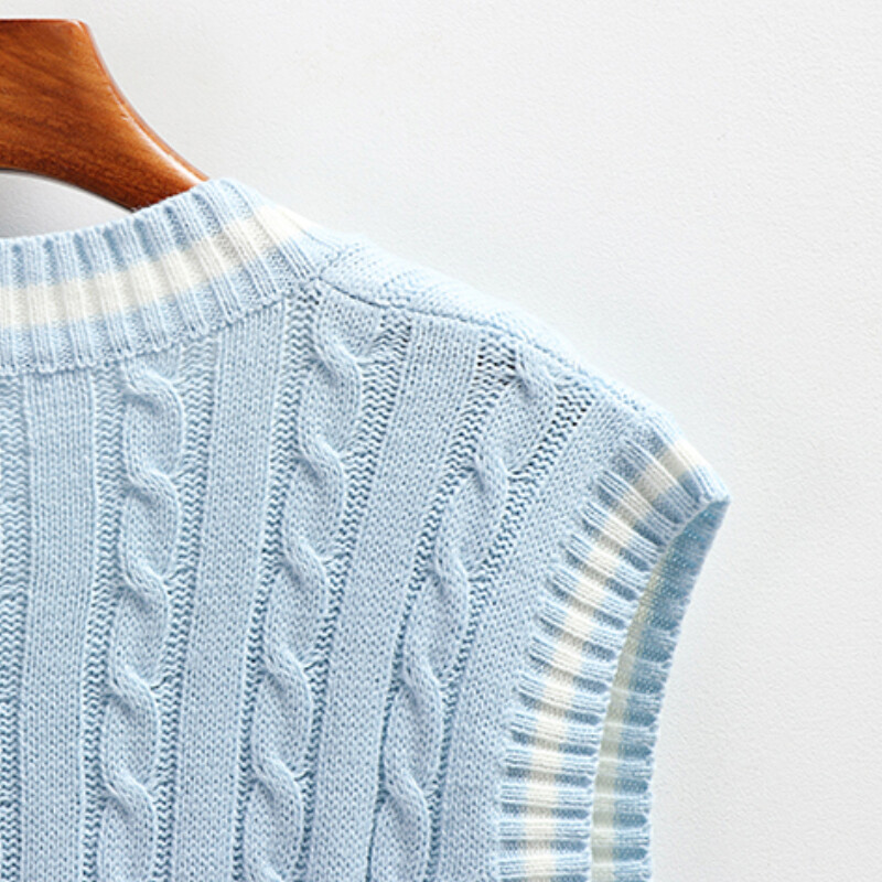 Women V-Neck Sweater Vest Japanese Knitted Tank Tops Pullover Waistcoat ...