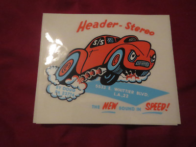DOUGS HEADER STEREO THE NEW SOUND IN SPEED VINTAGE CAR PARTS LOGO DECAL ...
