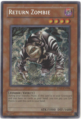 Yu-Gi-Oh Card - PP01-EN006 - RETURN ZOMBIE (secret rare holo) - NM/Mint ...
