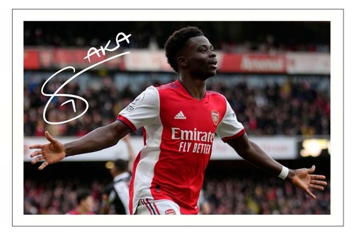 BUKAYO SAKA Signed Autograph PHOTO Fan Gift Signature Print ARSENAL ...
