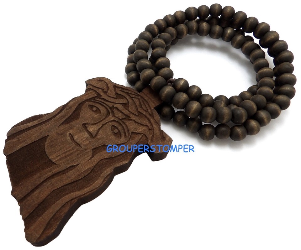 Jesus New Wood Style Pendant with 36 Inch Bead Chain or Jesus Rosary ...