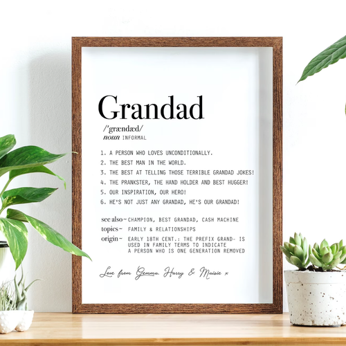 Personalised GRANDAD GIFT, Dictionary Definition Grandad Print, Fathers ...
