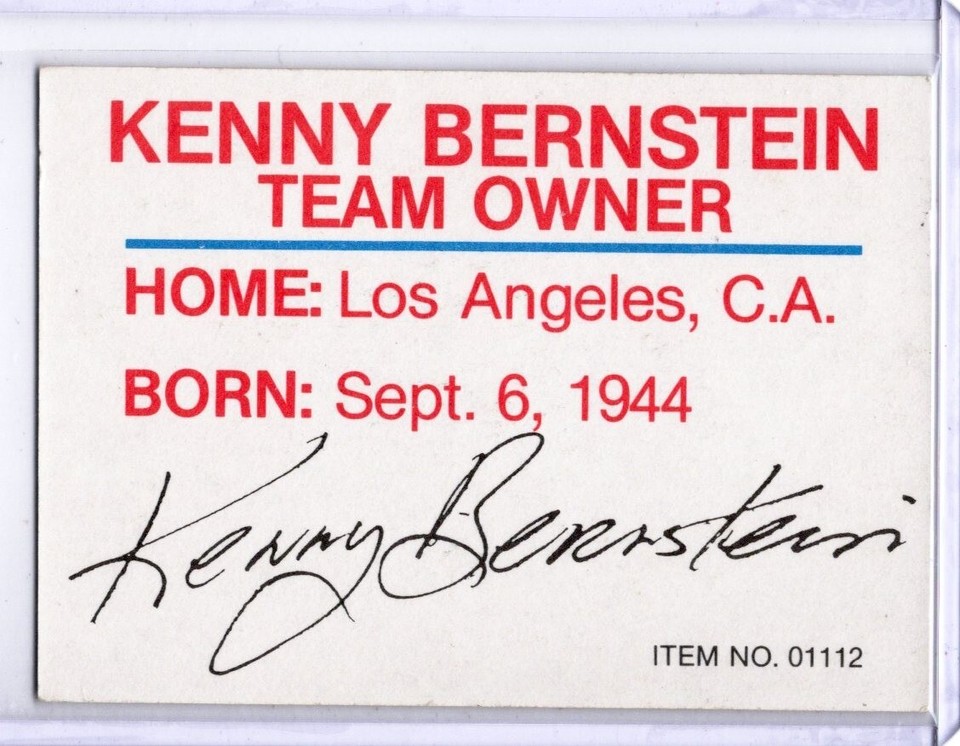 Racing Champions Kenny Bernstein Autograph Card | eBay