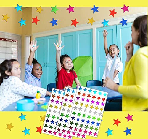 1620 Pack 9 Colors Small Foil Star Stickers for Kids Reward Home School ...