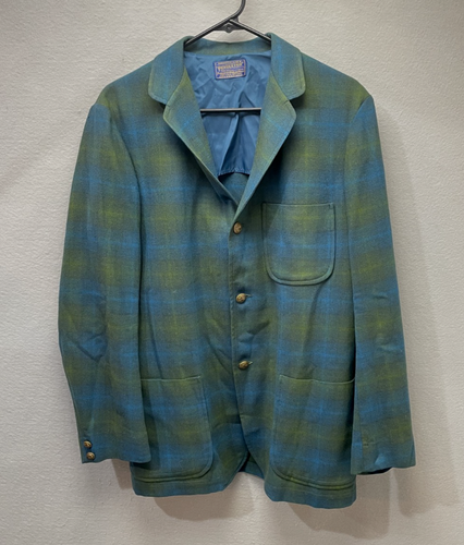 VTG 60s Pendleton 3 Pocket Blue Plaid Wool Button Front Blazer Sport ...