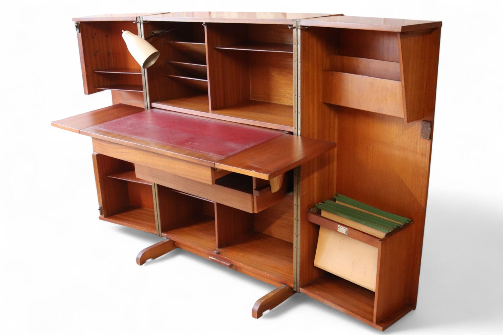 Mid Century Teak Newcraft Home Office Magic Box Style Foldaway Desk ...