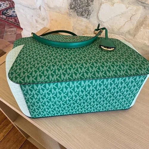 Michael Kors Color block XL chain signatures tote handbag wallet option ...