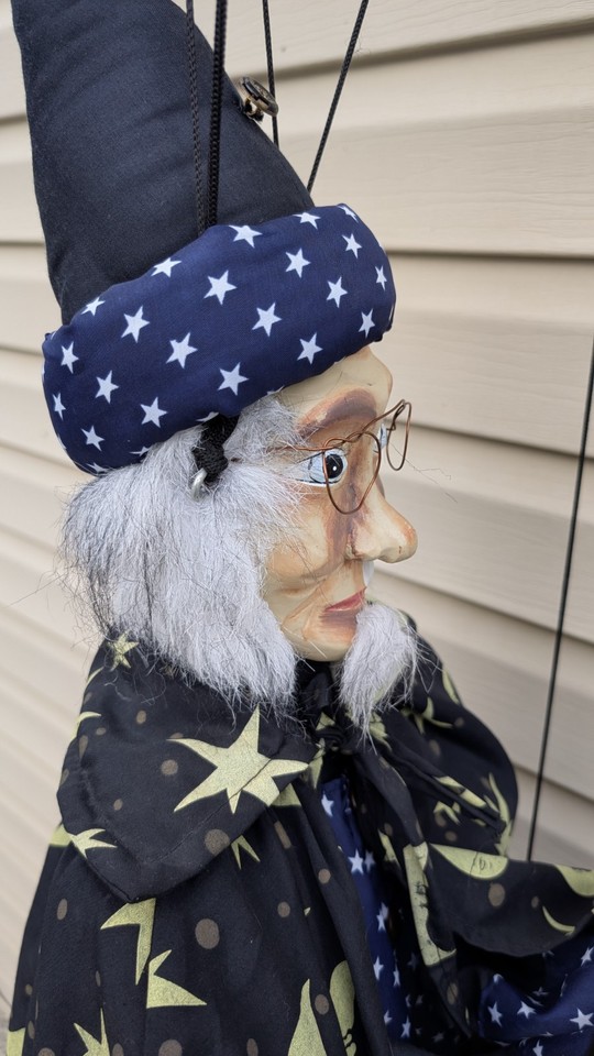 Vintage Puppet Wizard Marionette Merlin Large 3’ Sorcerer Magician | eBay