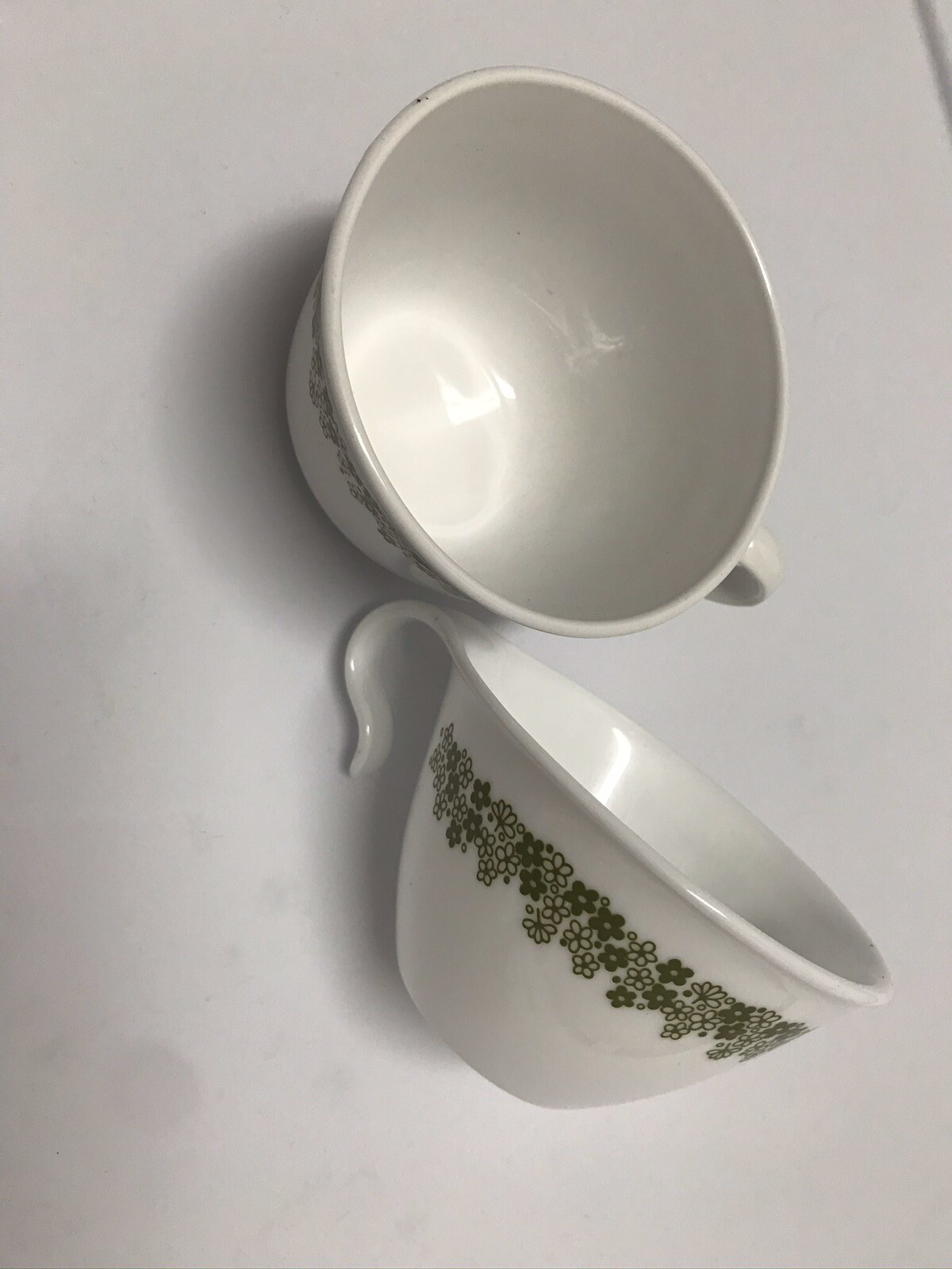 Corelle by Corning Spring Blossom 2 Coffee/Tea Cups Open Hook Handle ...