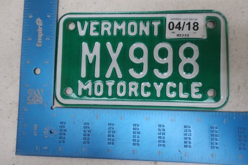 Vermont License Plate Tag VT 2018 18 Natural Sticker Motorcycle MX998 ...