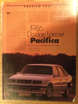 DODGERT50 Article Preview Test 1986 Dodge Lancer Pacifica Oct 1985 3 ...