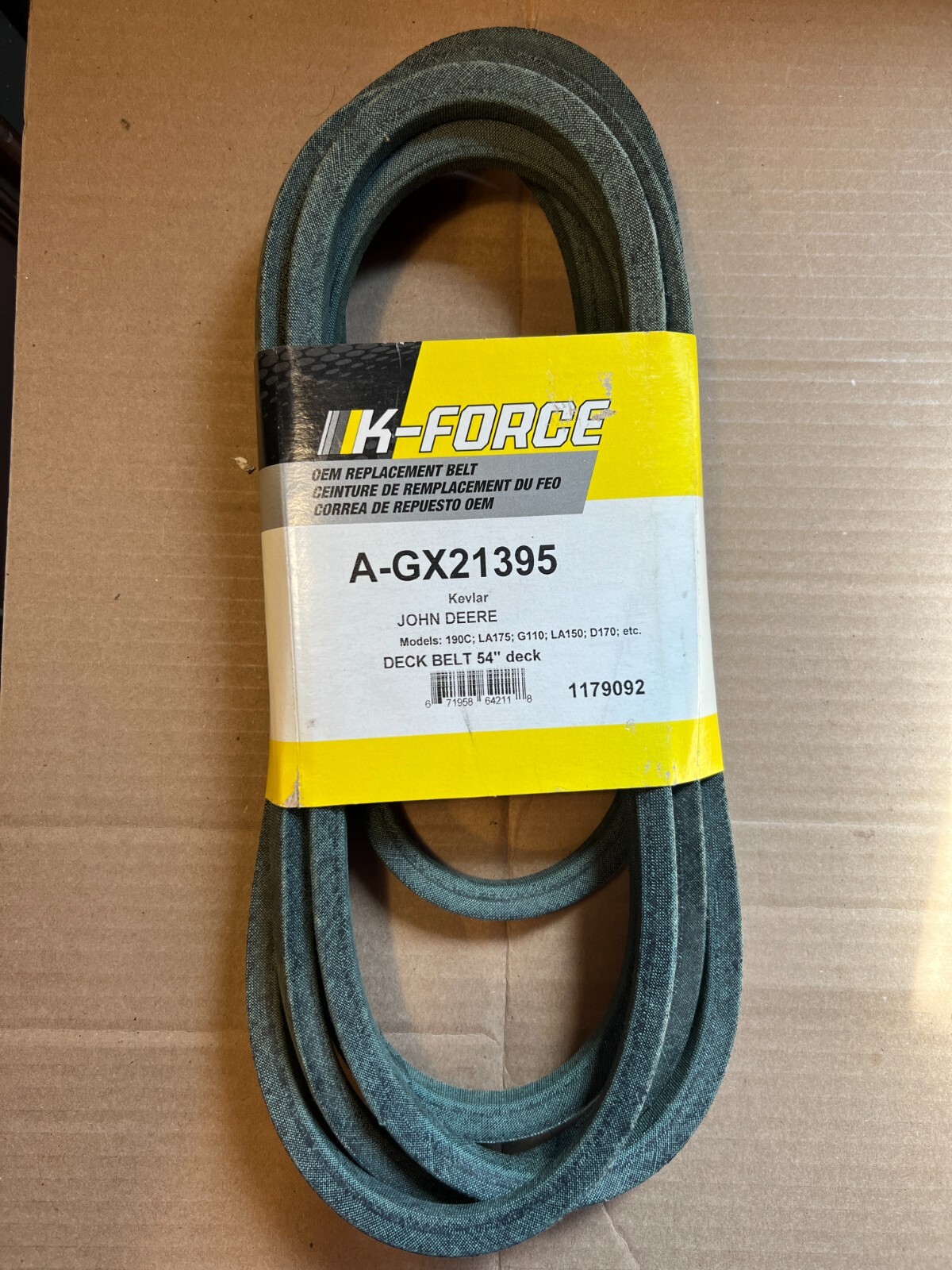 K-FORCE A-GX21395 John Deere DECK BELT for 54" Deck 1179092 | eBay
