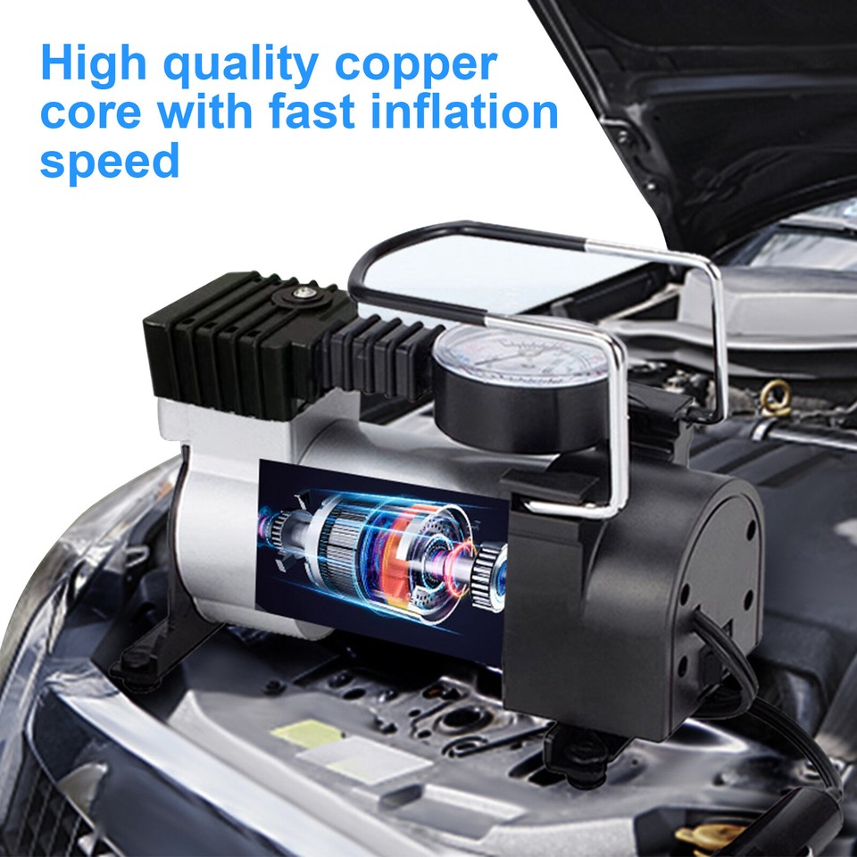 60L/Min Heavy Duty Portable Air Compressor Car Tire Inflator Electric ...