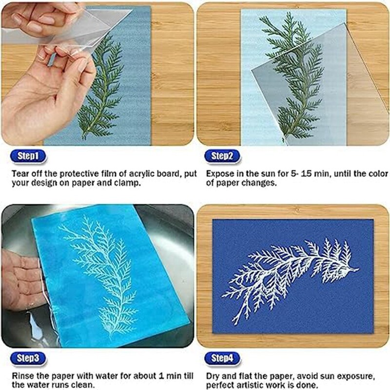 30 Sheets Cyanotype , Sun Art Kit, Solar Drawing Nature Printing ...