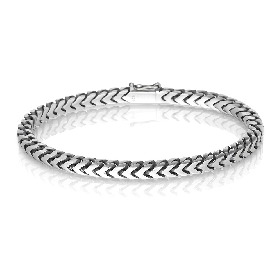 Franco Square Box Link Chain Bracelet, Rhodium Plated .925 Sterling ...