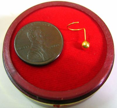 Super fine 20k Solid Yellow Real Gold Nose Pin Tennis Ball genuine nose ...