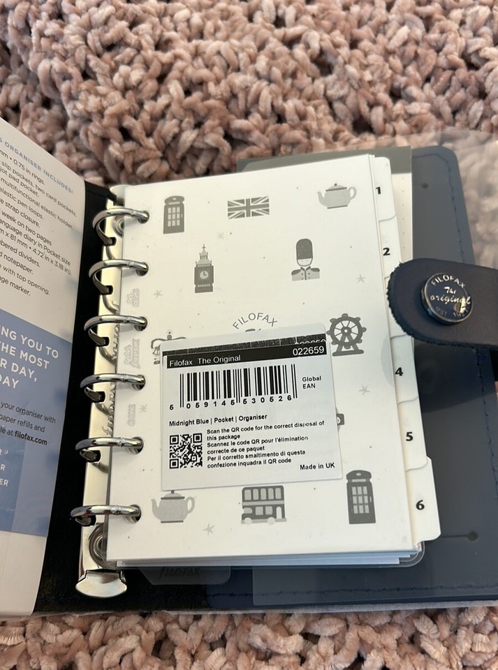 Filofax Original Organizer Pocket Midnight Blue Leather- 022659 NWT ...