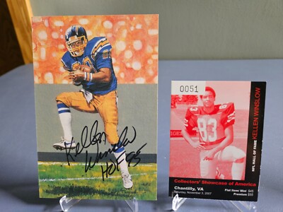 Kellen Winslow "HOF 95" Signed 1995 HOF Goal Line Art Card GLAC ...
