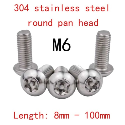 M6 SUS304 Steel Torx Screws Round Pan Head With Pins Screw Bolt Thread ...