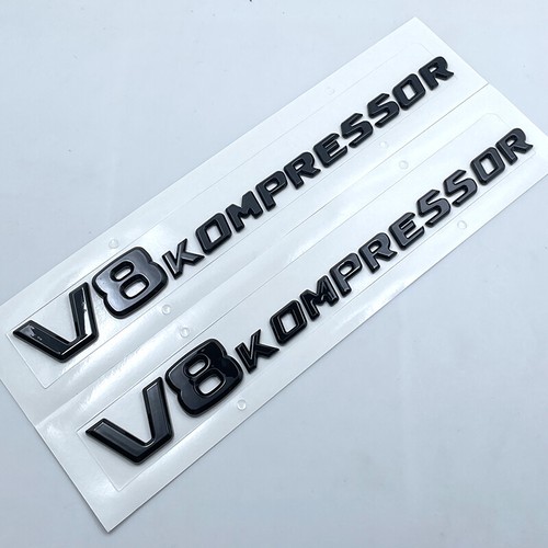 2X NEW Gloss Black V8 Kompressor Side Fender Emblem Badge Letters Fits ...