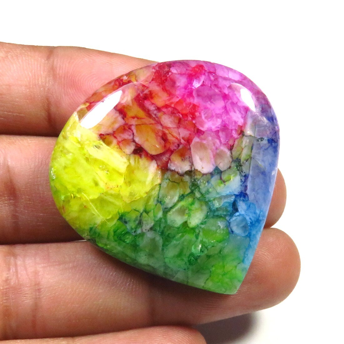 Multi Color Solar Druzy Quartz Cabochon 36x35mm Natural Gemstone Heart ...