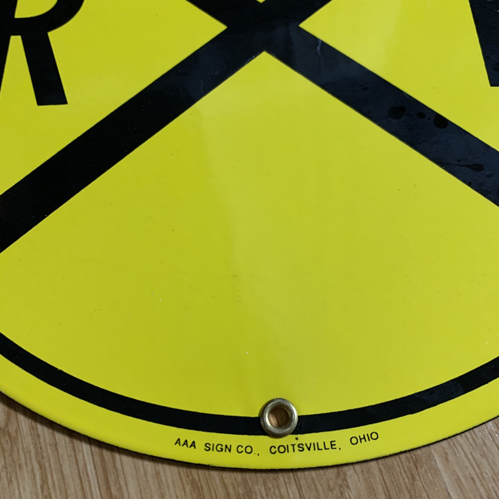 Vintage Railroad Crossing Sign by AAA Sign Co. Round Yellow Diameter 11 ...