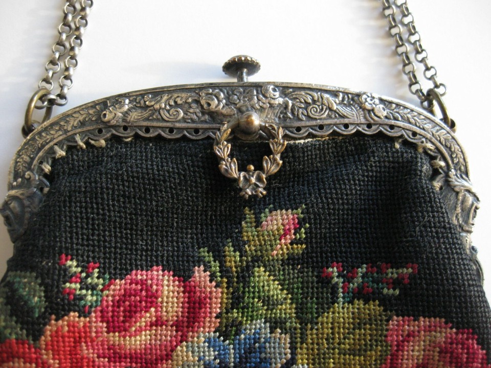 Antique Needlepoint Petit Point Purse Handbag | eBay