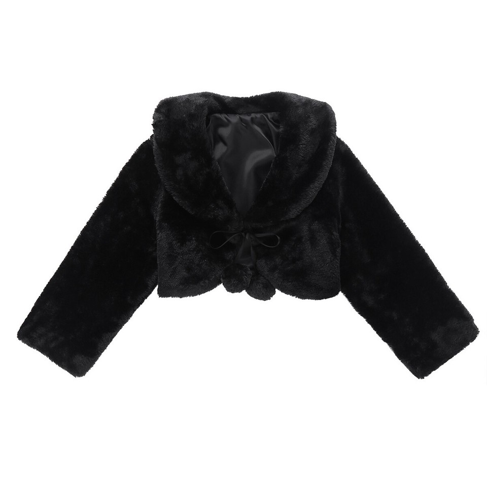 Girls Kids Baby Faux Fur Long Sleeve Coat Wedding Bridesmaid Jacket ...